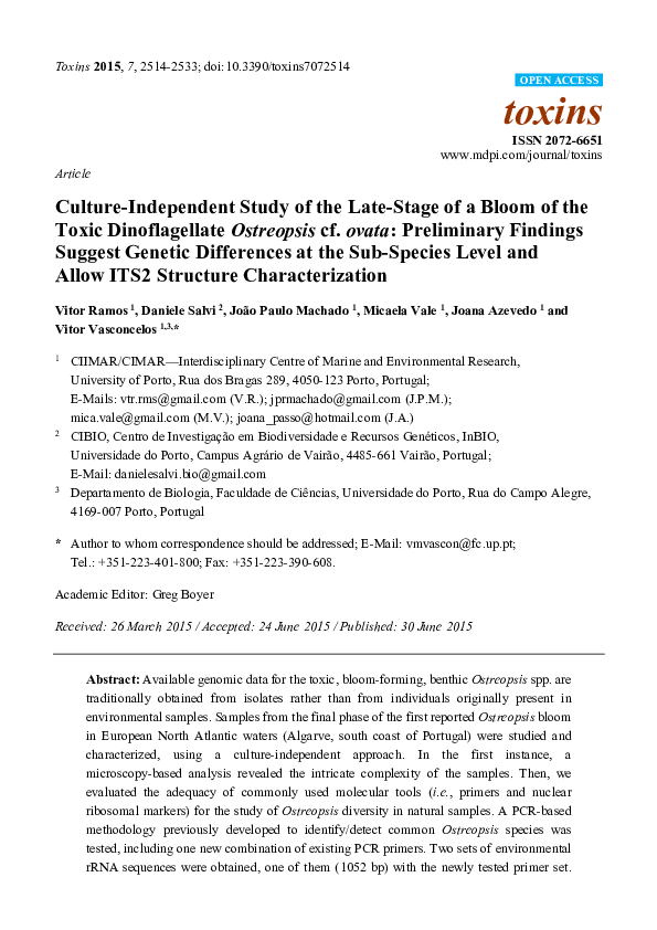 (PDF) Culture-Independent Study of the Late-Stage of a Bloom of the ...