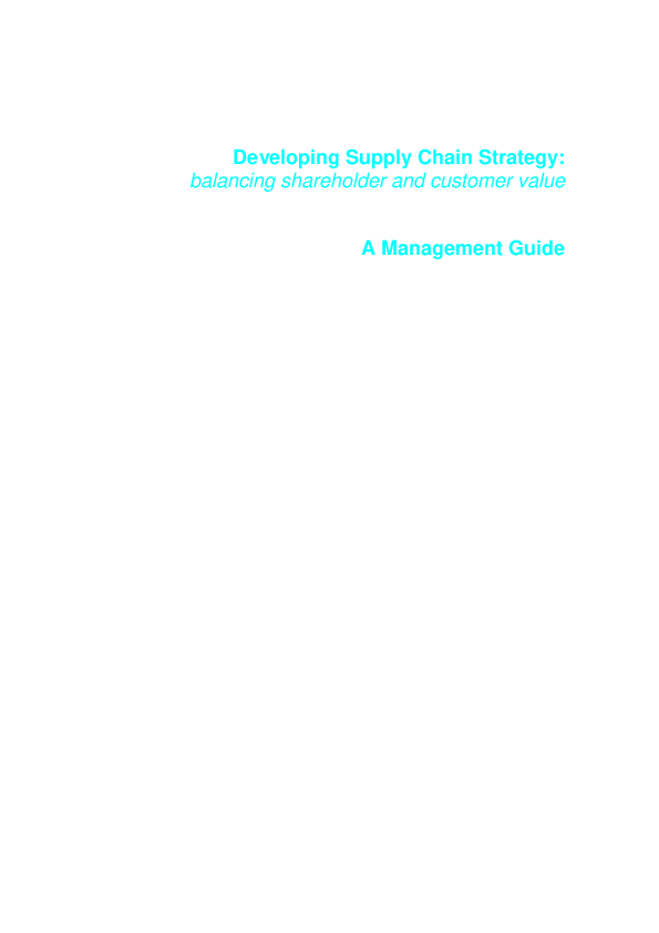 (PDF) Developing supply chain strategy : balancing shareholder and ...