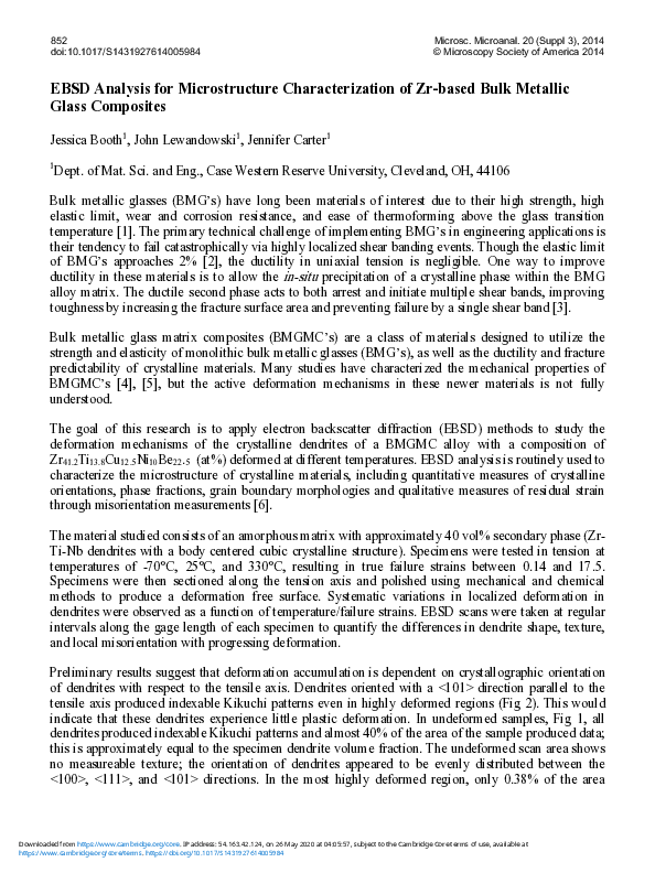 Pdf Ebsd Analysis For Microstructure Characterization Of Zr Based
