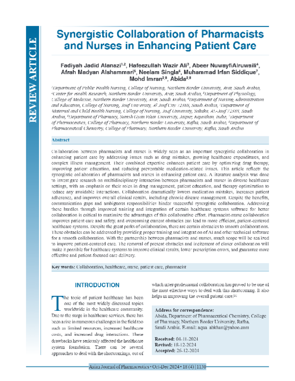 (PDF) Synergistic Collaboration of Pharmacists and Nurses in Enhancing ...