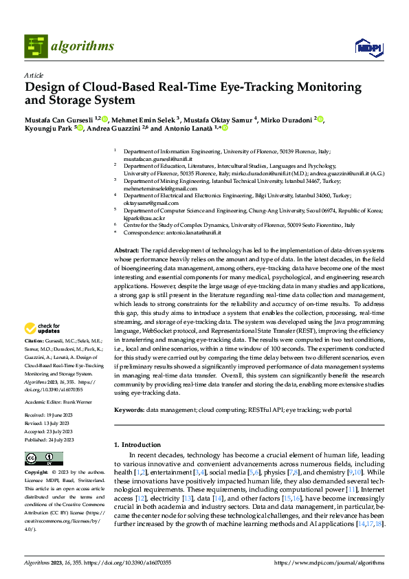 (PDF) Design of Cloud-based Real-Time Eye Tracking Monitoring and Storage System