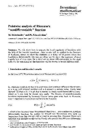 (PDF) Pointwise analysis of Riemann's ?nondifferentiable? function