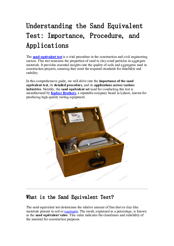 (PDF) Sand Equivalent Apparatus