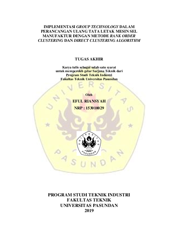 (PDF) Implementasi Group Technology Dalam Perancangan Ulang Tata Letak ...