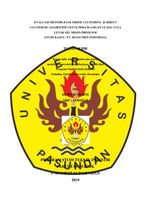 Pdf Evaluasi Metode Rank Order Clustering And Direct Clustering Algorithm Untuk Perancangan