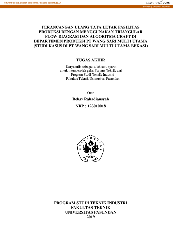 (PDF) Perancangan Ulang Tata Letak Fasilitasproduksi Dengan Menggunakan ...