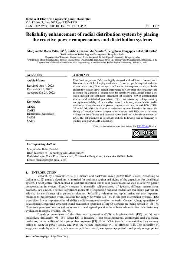 (PDF) (Reliability enhancement of radial distribution system by placing the reactive power ...