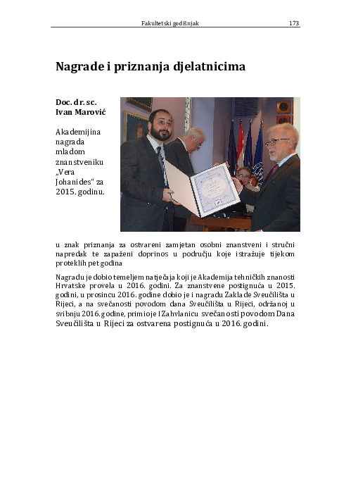 (PDF) Nagrade i priznanja djelatnicima i studentima