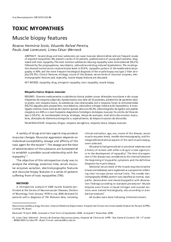 (PDF) Toxic myopathies: muscle biopsy features