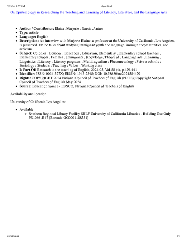 (PDF) RTE On Epistemology Elaine