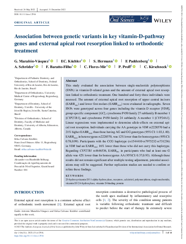 (PDF) Association between genetic variants in key vitamin‐D‐pathway ...