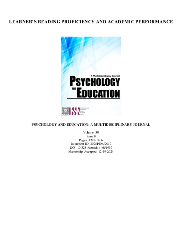 Pdf Learners Reading Proficiency And Academic Performance