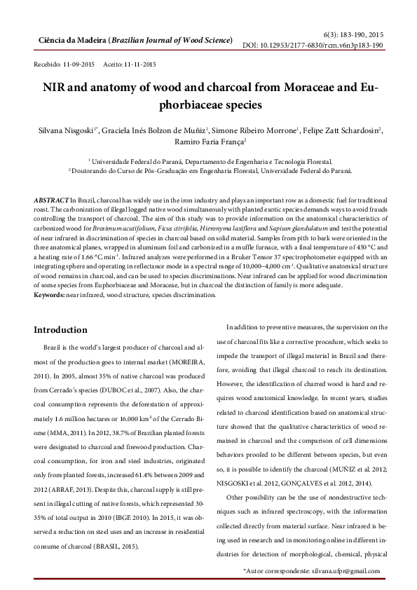 (PDF) NIR and anatomy of wood and charcoal from Moraceae and ...