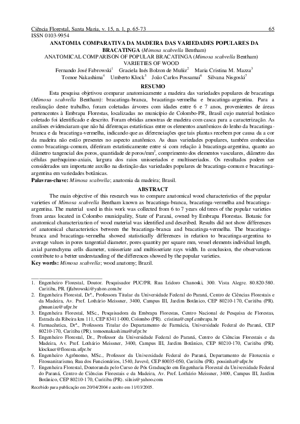 (PDF) Anatomia comparativa da madeira das variedades populares da ...