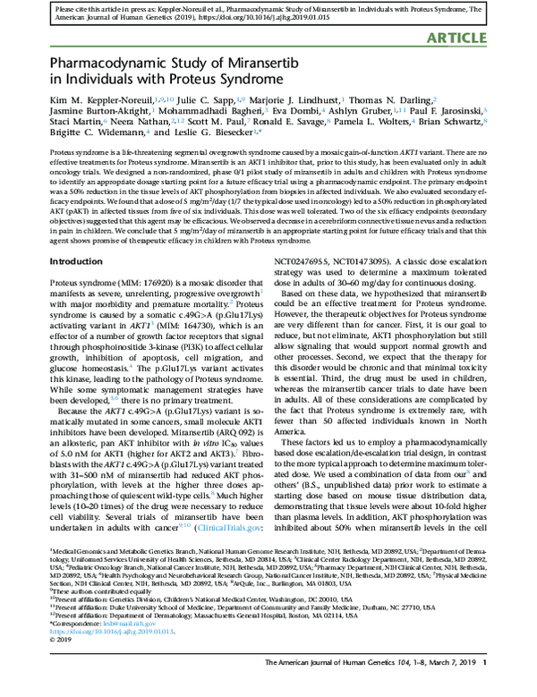 (PDF) Pharmacodynamic Study of Miransertib in Individuals with Proteus ...
