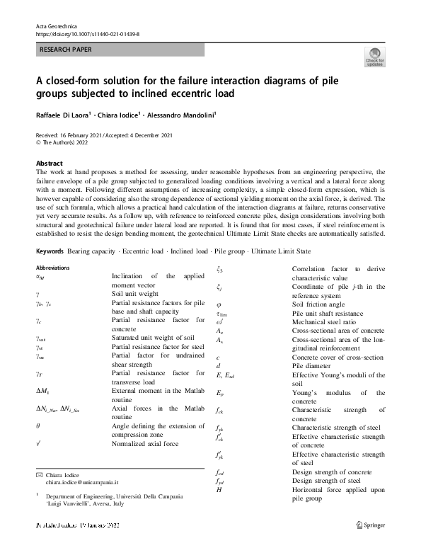 (PDF) A closed-form solution for the failure interaction diagrams of ...