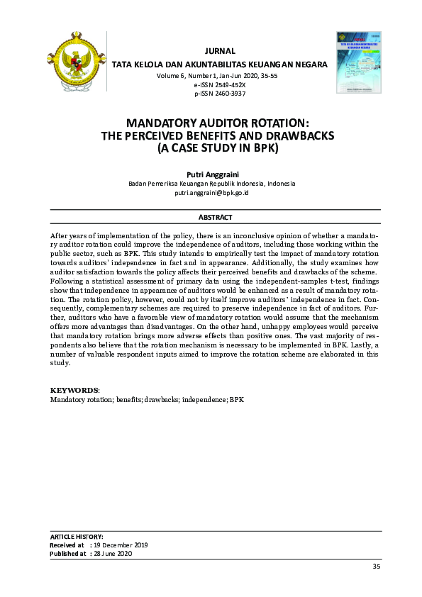 (PDF) Mandatory Auditor Rotation: The Perceived Benefits and Drawbacks ...