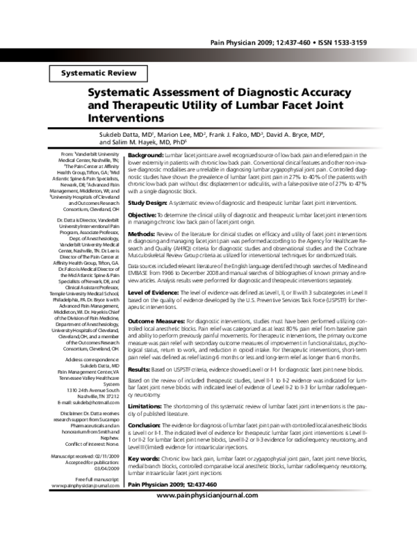 (PDF) Systematic Assessment of Diagnostic Accuracy and Therapeutic ...