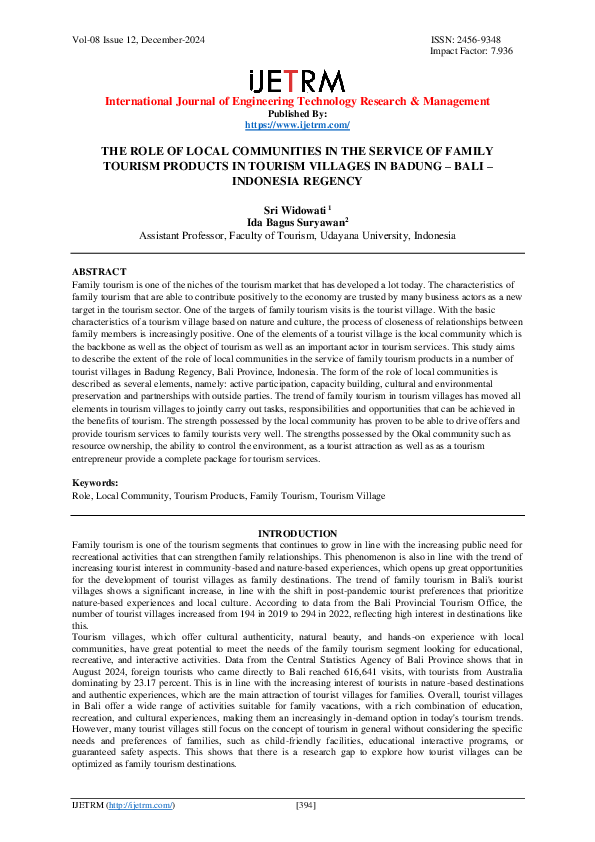 (PDF) THE ROLE OF LOCAL COMMUNITIES IN THE SERVICE OF FAMILY TOURISM ...