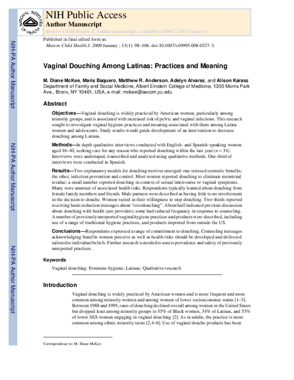(PDF) Vaginal Douching Among Latinas: Practices and Meaning