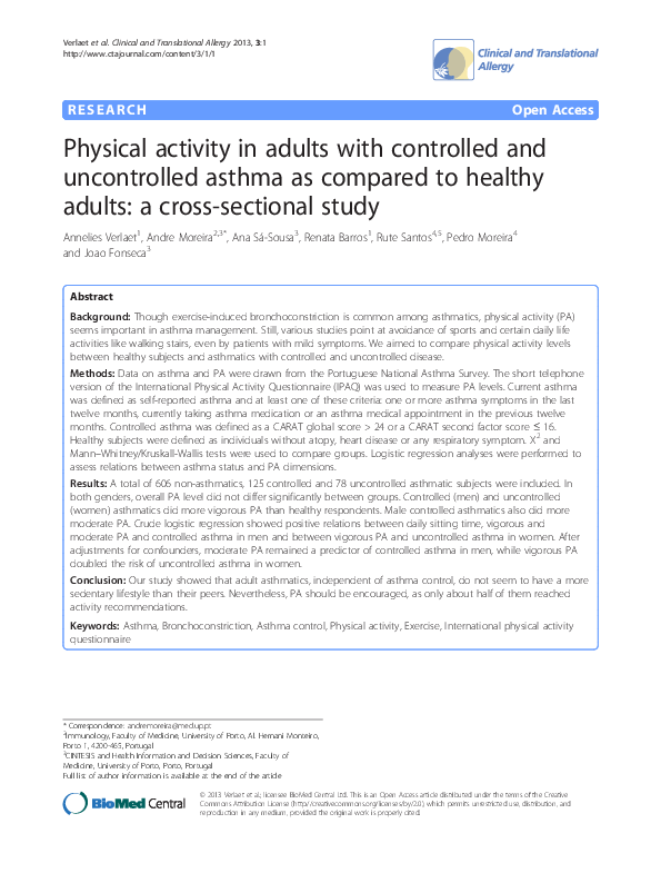 (PDF) Physical activity in adults with controlled and uncontrolled asthma as compared to healthy ...