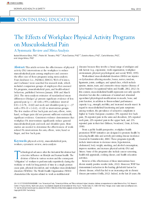 (PDF) The Effects of Workplace Physical Activity Programs on Musculoskeletal Pain: A Systematic ...