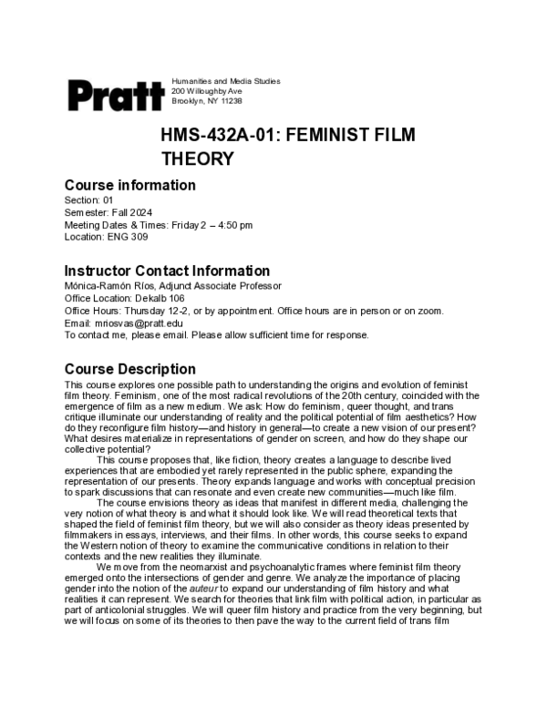 (PDF) Syllabus Feminist Film Theory