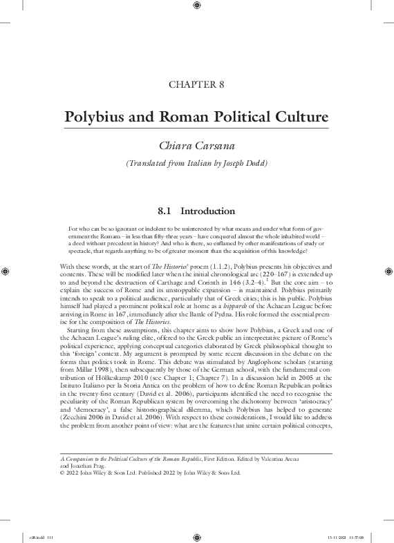 (PDF) Polybius and Roman Political Culture