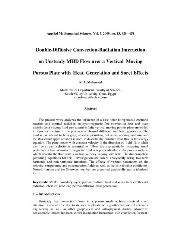(PDF) Double diffusive convection radiation interaction on unsteady MHD flow over a vertical ...