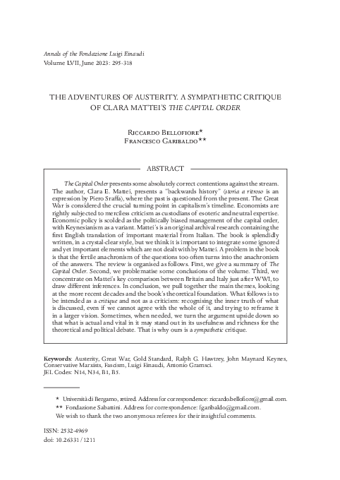 (PDF) THE ADVENTURES OF AUSTERITY. A SYMPATHETIC CRITIQUE OF CLARA ...