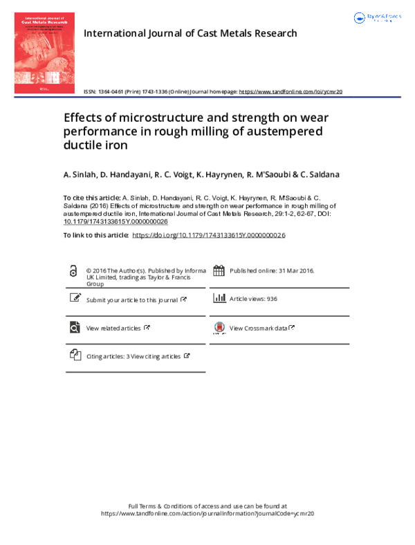 (PDF) Effects of microstructure and strength on wear performance in rough milling of austempered ...