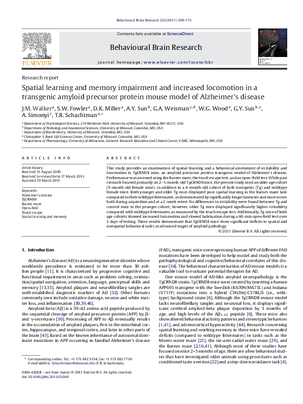 (PDF) Spatial learning and memory impairment and increased locomotion ...