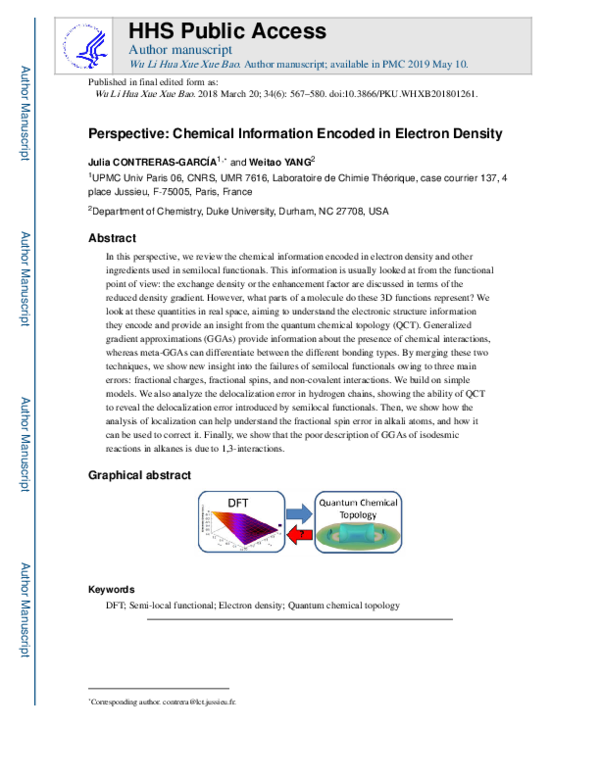 (PDF) Perspective: Chemical Information Encoded in Electron Density