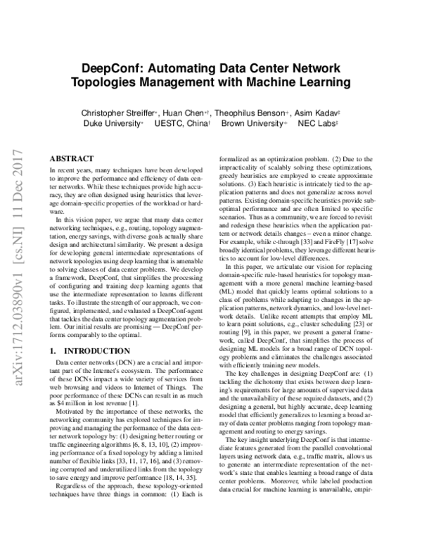 (PDF) DeepConfig: Automating Data Center Network Topologies Management with Machine Learning