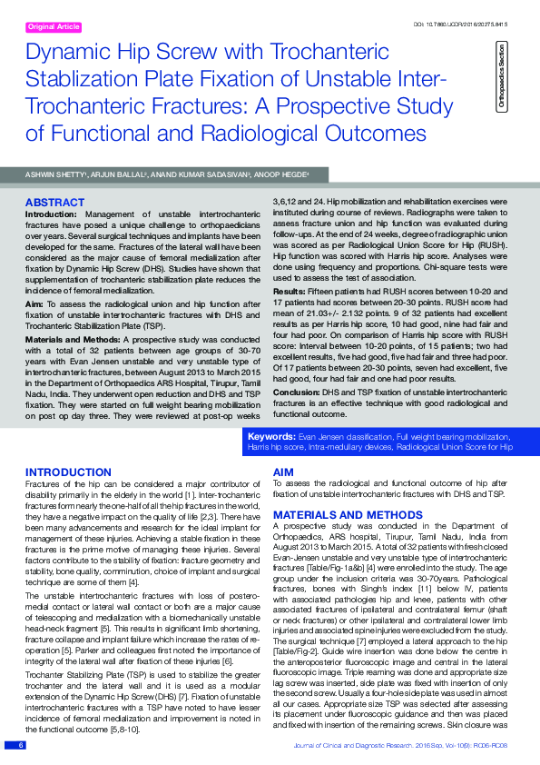 (PDF) Dynamic Hip Screw with Trochanteric Stablization Plate Fixation ...