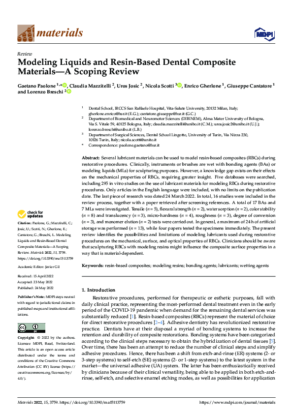 (PDF) Modeling Liquids and Resin-Based Dental Composite Materials—A ...