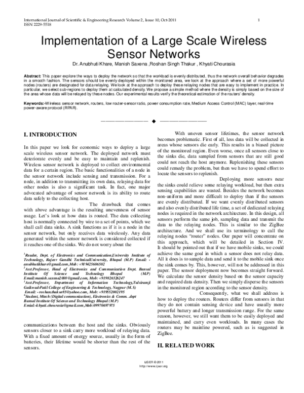 Pdf Implementation Of A Large Scale Wireless Sensor Networks