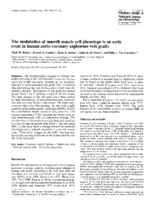 (PDF) The modulation of smooth muscle cell phenotype is an early event ...