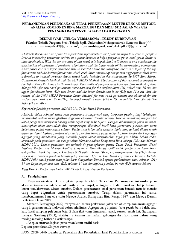 (PDF) Perbandingan Perencanaan Tebal Perkerasan Lentur Dengan Metode Analisa Komponen Bina Marga ...