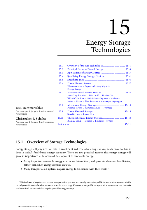(PDF) Energy Storage Technologies