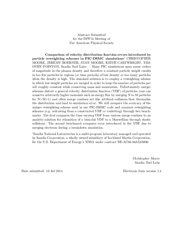 Pdf Comparison Of Velocity Distribution Function Errors Introduced By