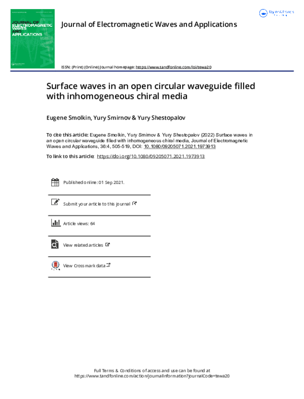 (PDF) Surface waves in an open circular waveguide filled with inhomogeneous chiral media