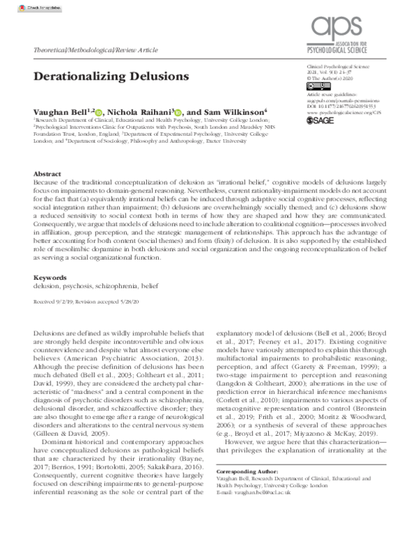 (PDF) Derationalizing Delusions