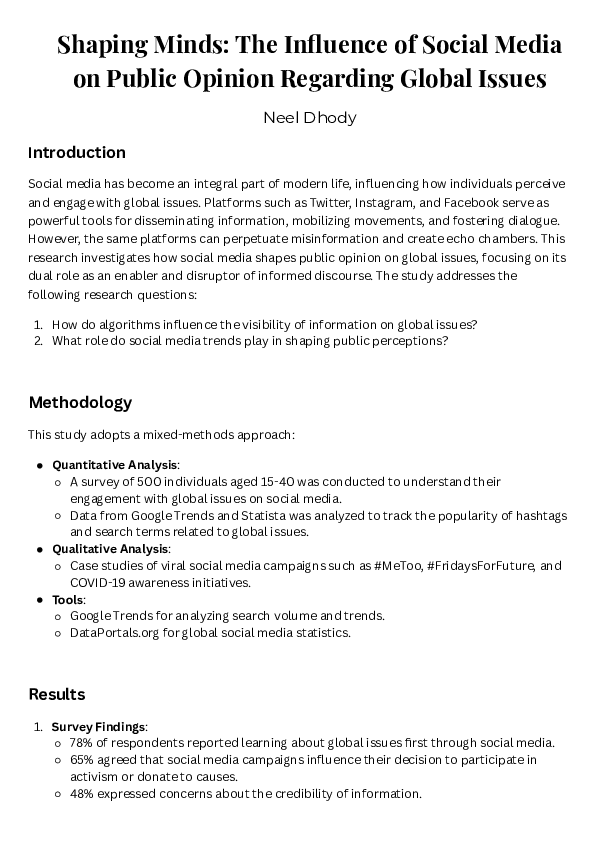 (PDF) Shaping Minds The Influence of Social Media on Public Opinion ...