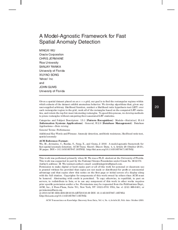 (PDF) A Model-Agnostic Framework for Fast Spatial Anomaly Detection
