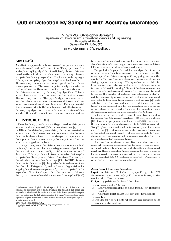 (PDF) Outlier detection by sampling with accuracy guarantees