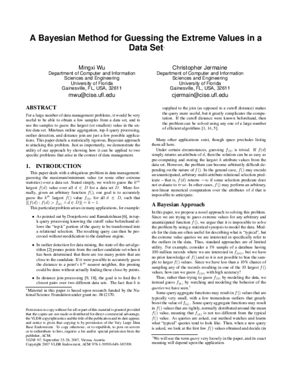 (PDF) A Bayesian Method for Guessing the Extreme Values in a Data Set