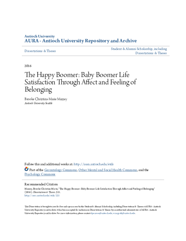 (PDF) The Happy Boomer: Baby Boomer Life Satisfaction Through Affect ...