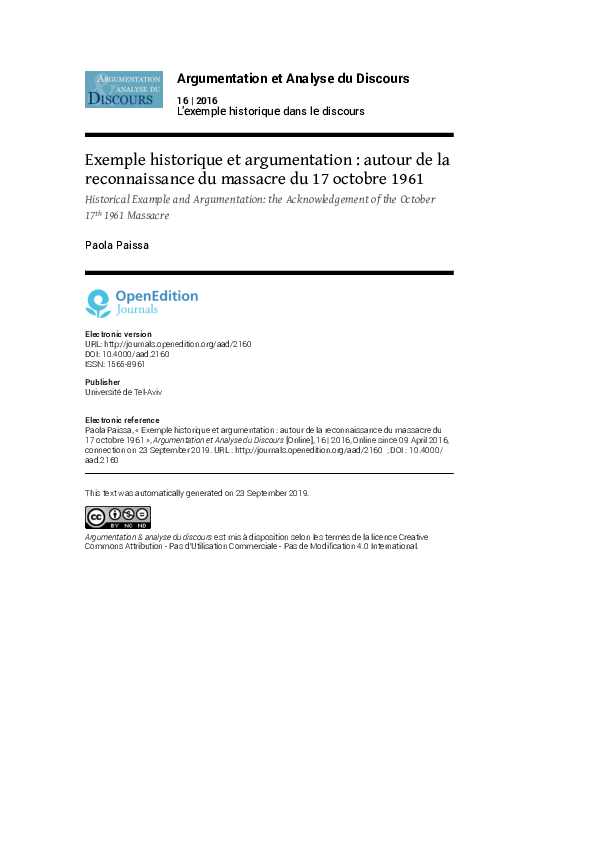 (PDF) Historical Example and Argumentation: the Acknowledgement of the ...