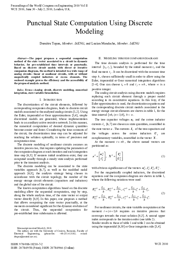 (PDF) Punctual State Computation Using Discrete Modeling